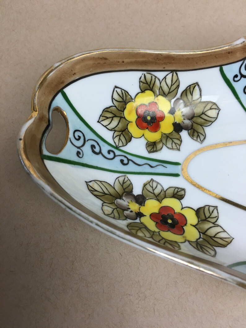 Noritake Pickle Celery Dish Gold Brown Trim Daisy Pattern - Etsy