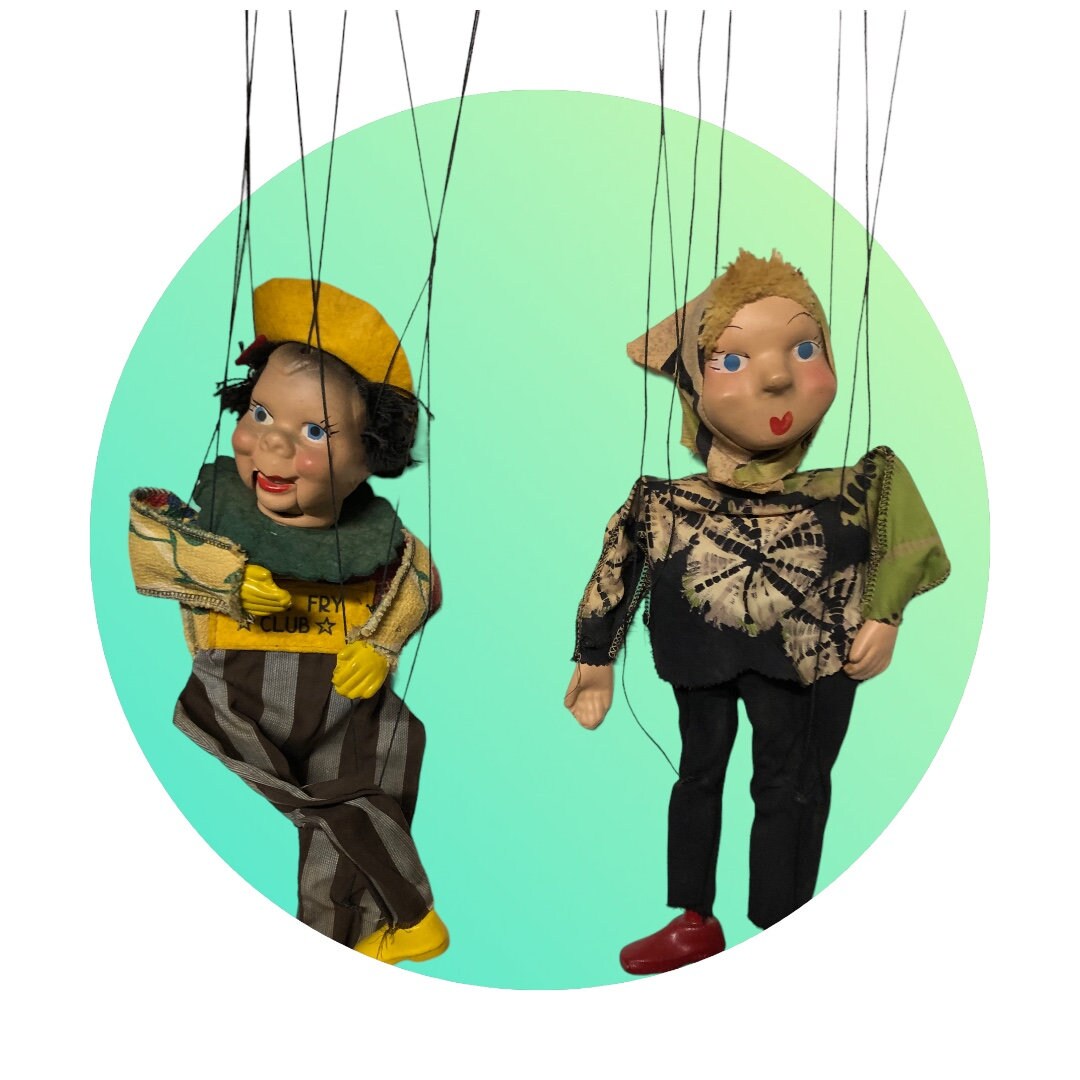 Set of 2 Marionettes Roller Skating Patty and Small Fry Club 50s TV ...