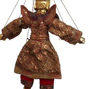 Wooden Gold Thai Burmese Puppet With Beard Marionette With Strings ...
