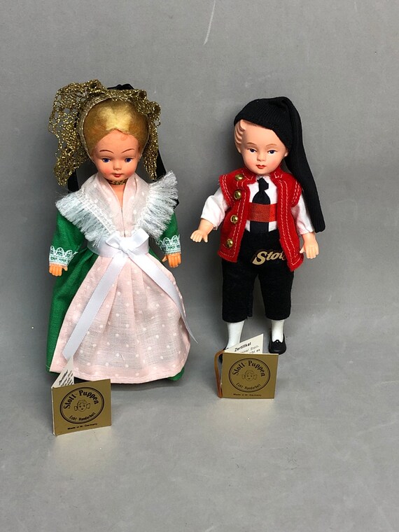 Rare Set of 2 Original Stoll Puppen W. Germany Folk Doll | Etsy