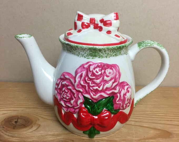 Panware Decorative Home Essentials Teapot With Embossed Roses and Polka ...