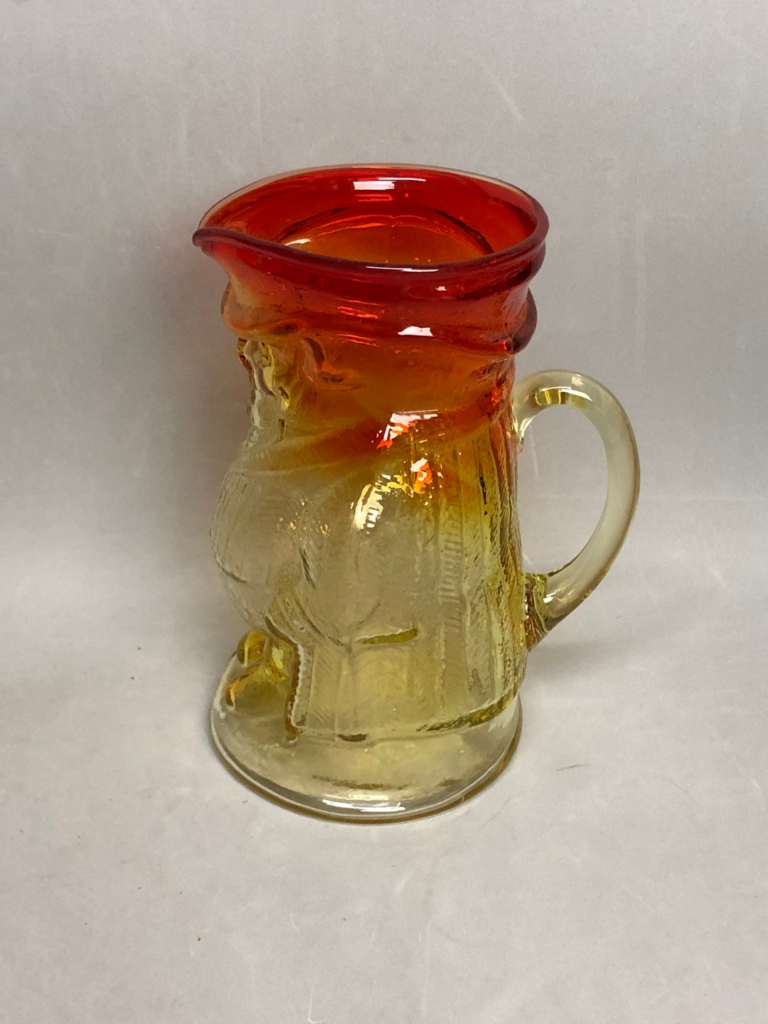 Vintage Art Glass Toby Jug Red and Yellow Fade Kanawha Glass 1950's - Etsy