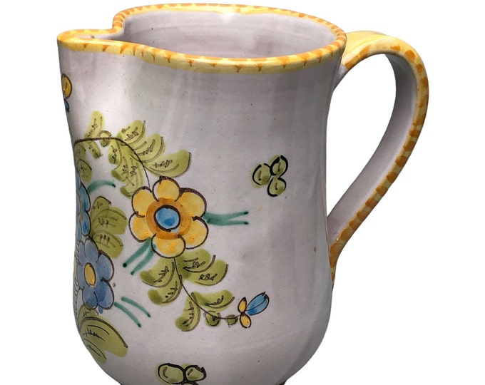 V. Pinto Vietri Ceramic Water Pitcher Floral Design From Italy Hand ...