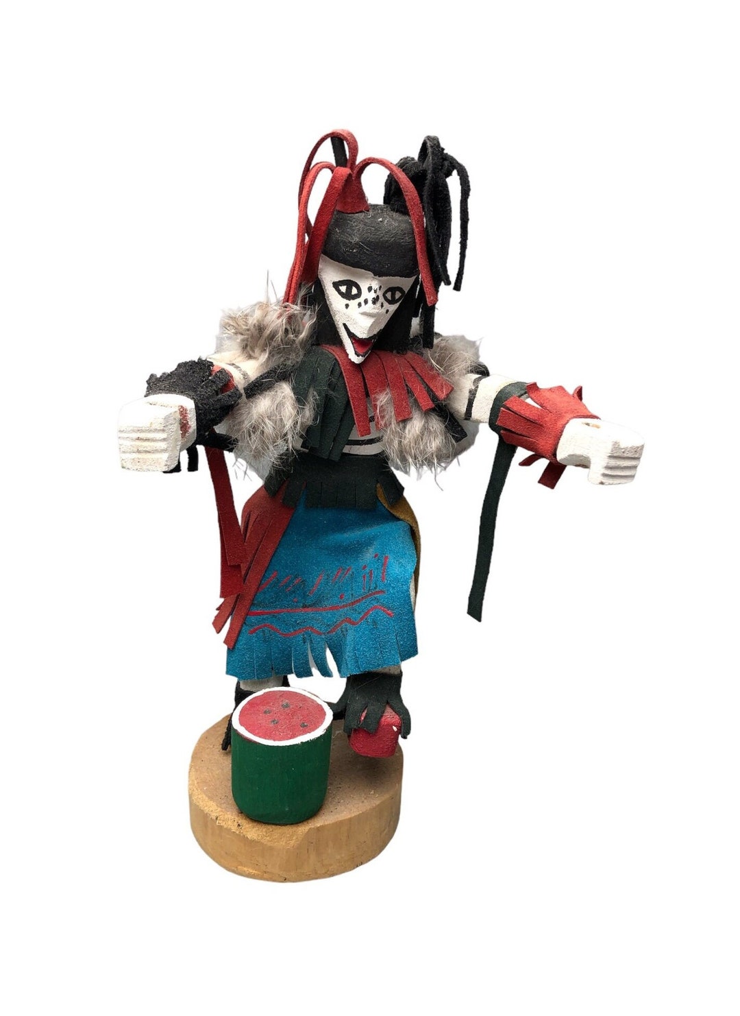 11" Kachina Hopi Koshari Clown Doll With Watermelon Collectible Native ...
