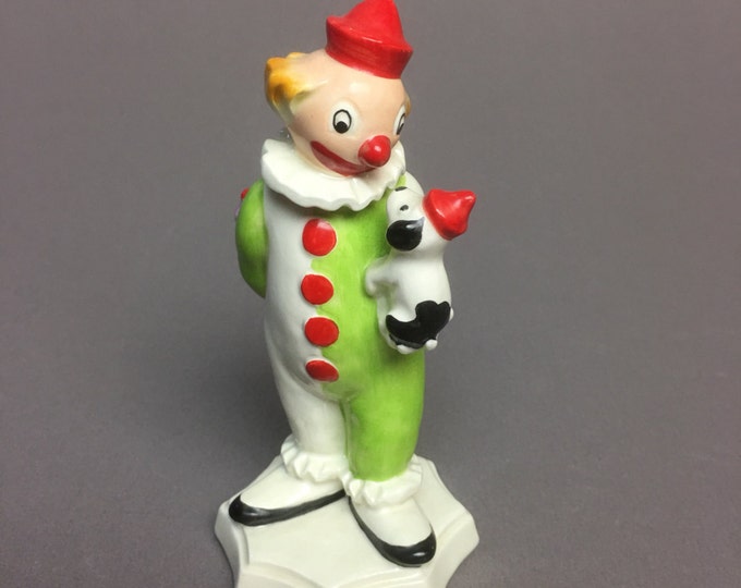 Ceramic Goebel Clown Figurine With Dog and Ice Cream Green White Outfit ...