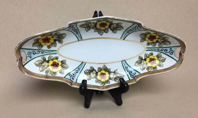 Noritake Pickle Celery Dish Gold Brown Trim Daisy Pattern - Etsy