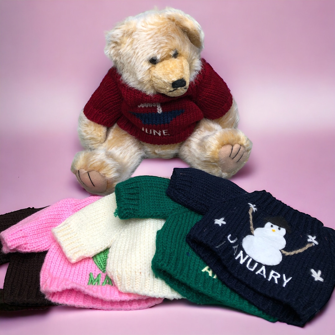 90s Vintage Teddy Bear With Knit Sweaters Holidays Months of the Year ...