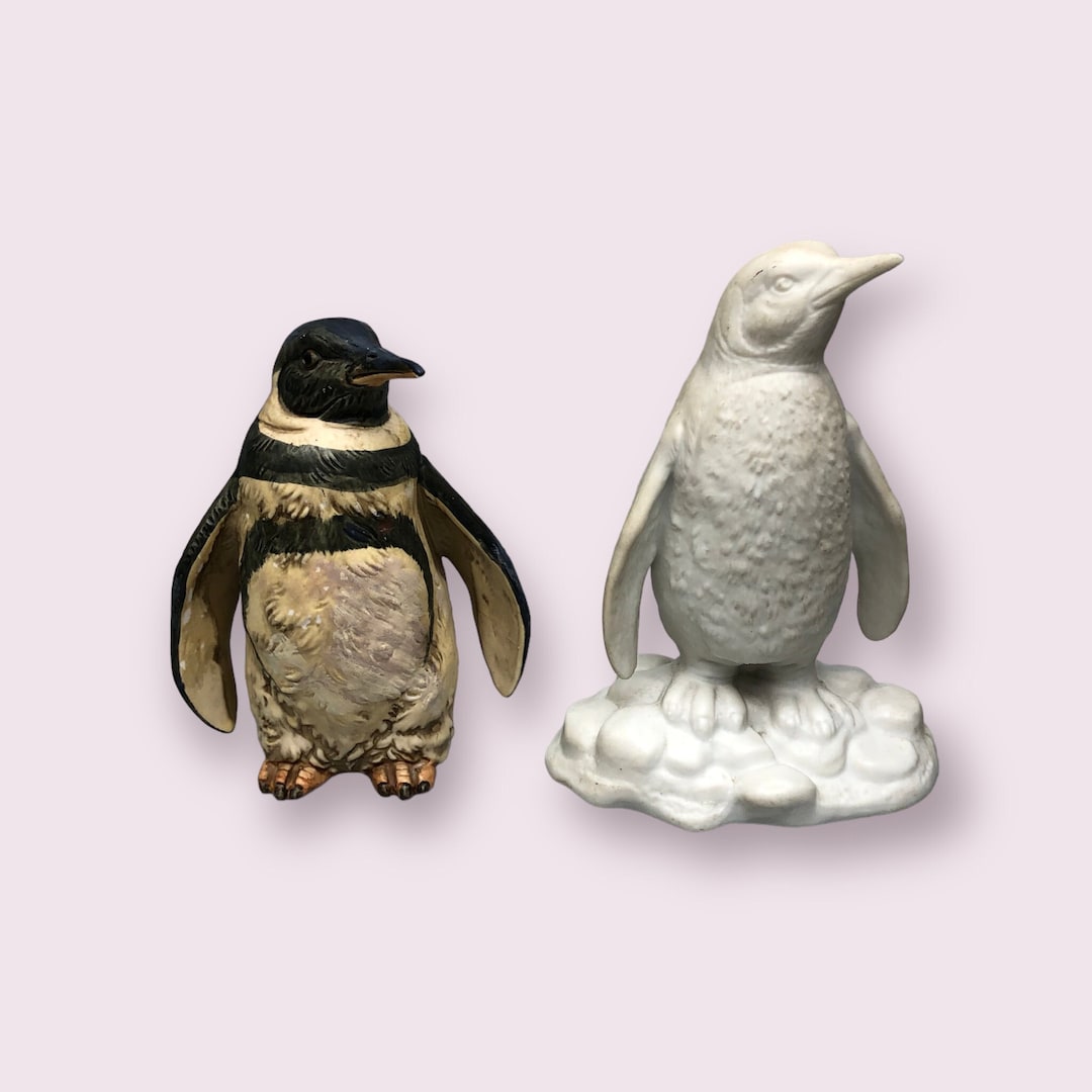 2 Penguin Porcelain Figurine, 1978 Aldon Accessories NYC All White and ...