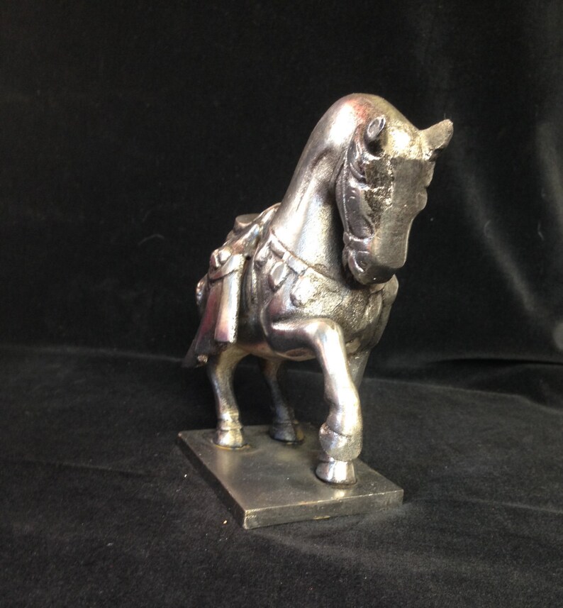 Vintage Pewter Ornate Horse on Pedestal Unique Heavy Statue - Etsy