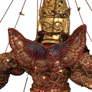 Wooden Gold Thai Burmese Puppet With Beard Marionette With Strings ...