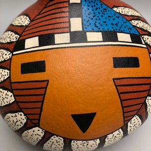 1989 RON RIVERA Native American Pueblo Sun Chief Signed Dated Gourd 5 ...
