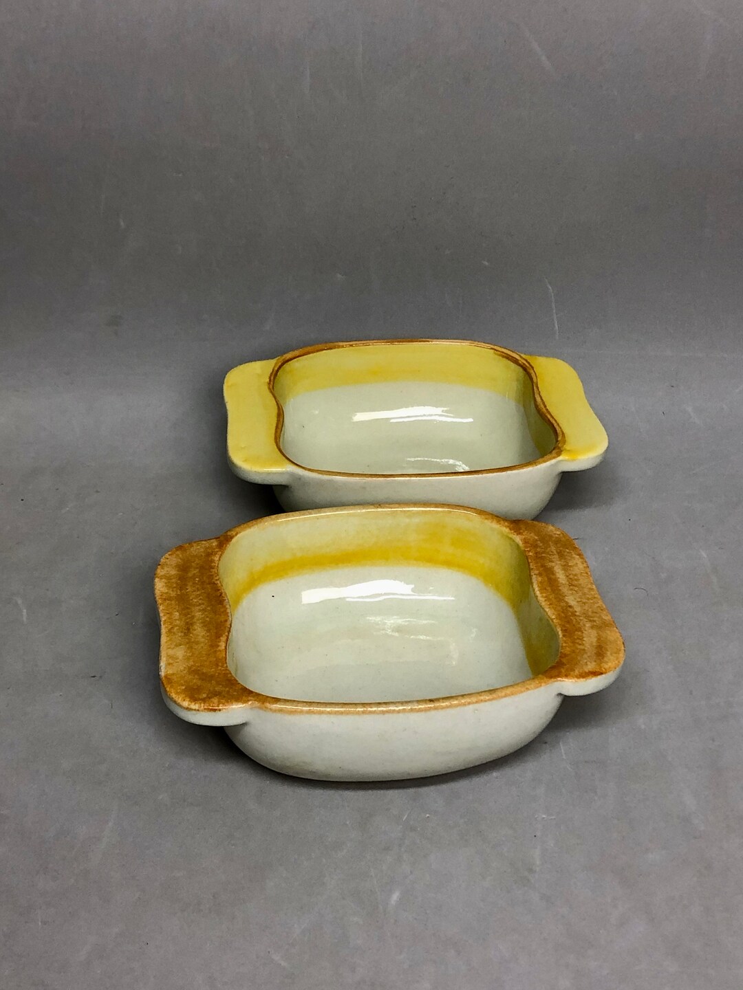 Set of 2 Rare Winfield Pasadena Pottery Earthenware Square Yellow ...