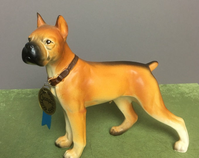 Napco Ceramic Boxer Dog With Champion Medal 6742 Figurine - Etsy