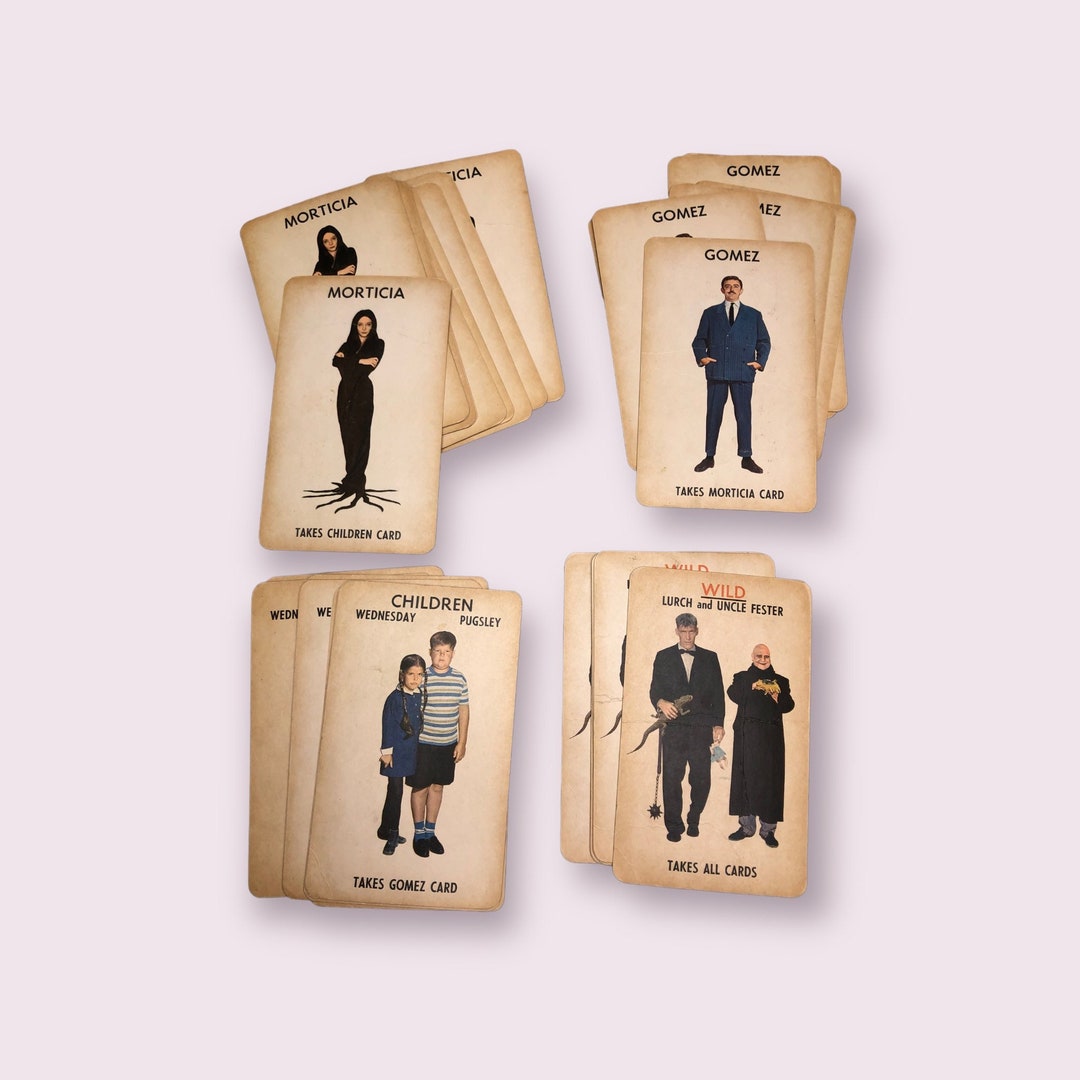1965 ADDAMS FAMILY Card Game Set Complete Moticia,gomez,uncle Fester ...