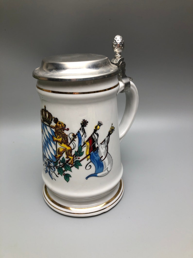 GERZ Ceramic Beer Stein Zinn 95% With Blue & White Checked - Etsy