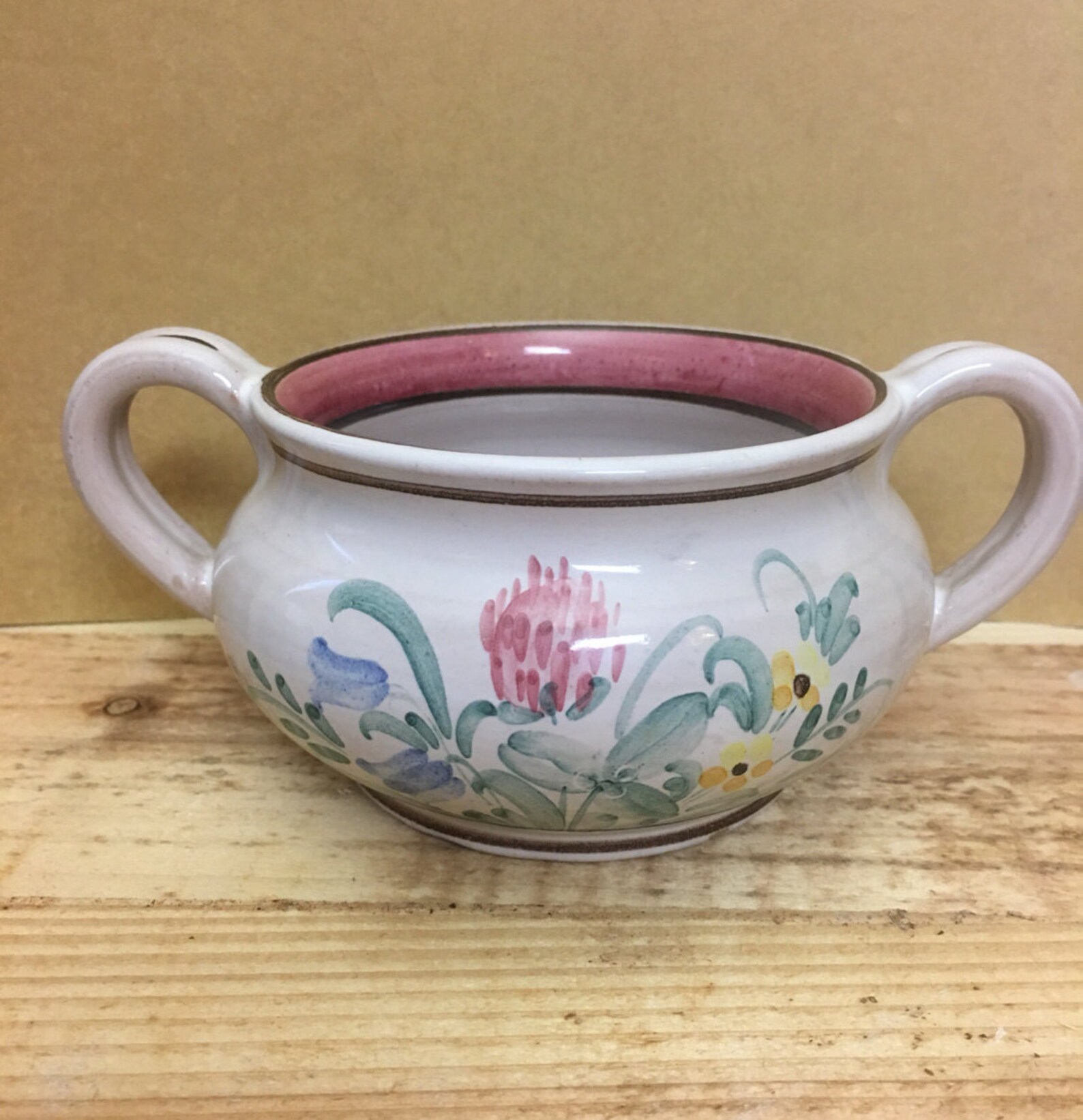 Denmark's Lars Syberg Ceramic Two Handled Bowl With Floral | Etsy