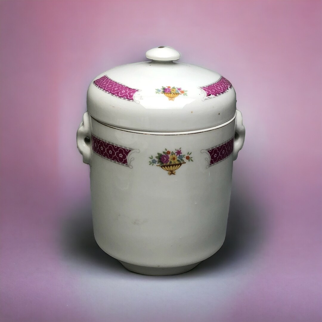 Swatow Ginger Jar Double Handles White Jar Flower Basket Gold Trim - Etsy