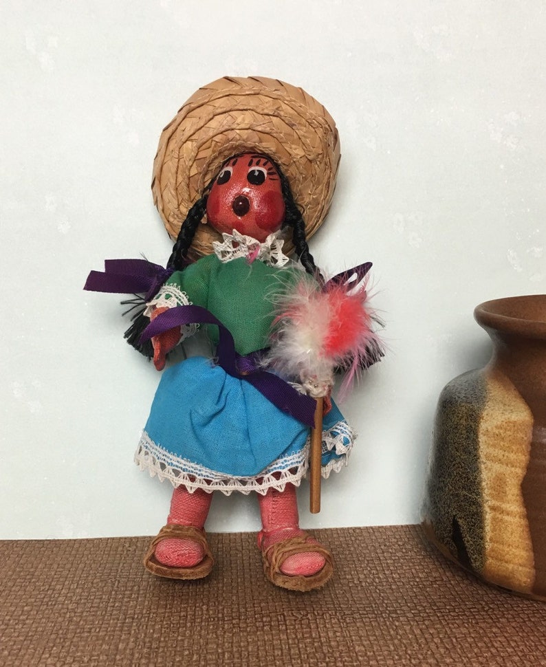 FREE SHIPPING Handmade Oil Canvas Mexican Doll Girl Figure | Etsy
