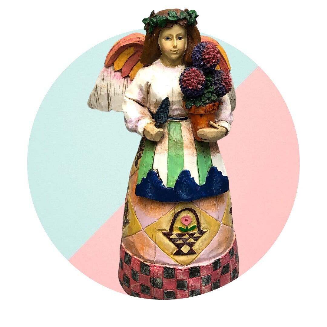 2002 Jim Shore B108920 "angel of Persistence"flower Pot and Trowel ...