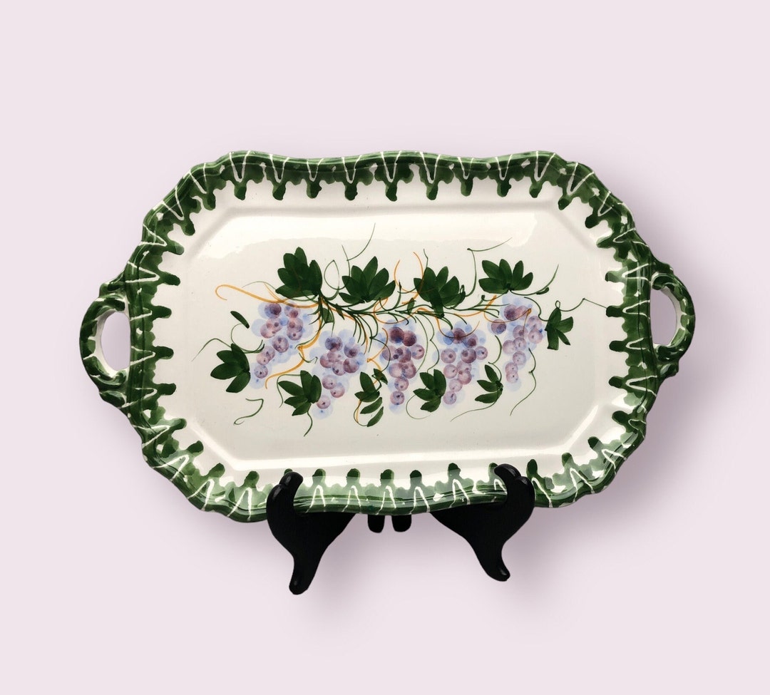 Zanolli Ceramic Tray Made in Italy, Double Handle Decorative Platter ...