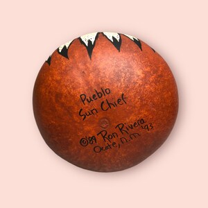 1989 RON RIVERA Native American Pueblo Sun Chief Signed Dated Gourd 5 ...