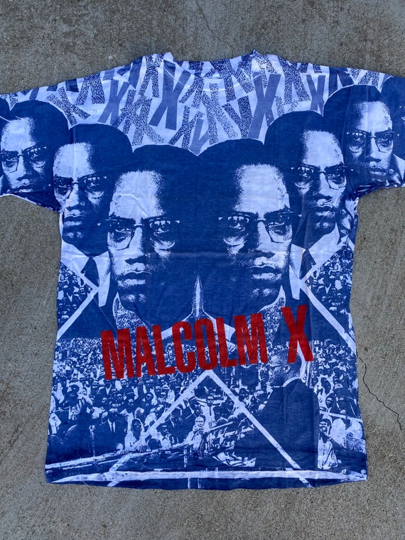 Vintage Malcolm X Allover Print Double Sided Tee Sz. M - Gem