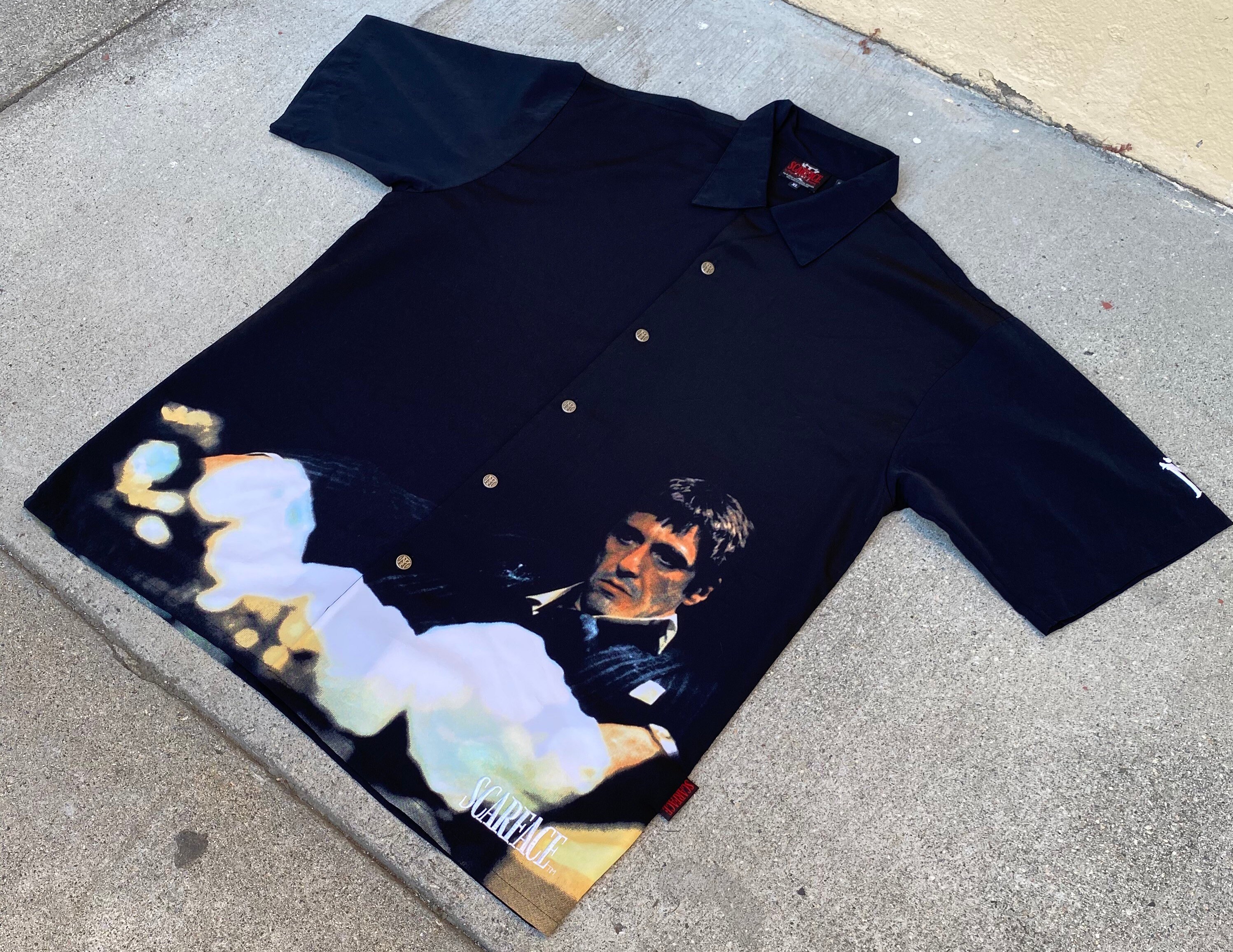 Vintage Scarface Tony Montana Dragonfly Button up Shirt Sz. XL - Etsy ...