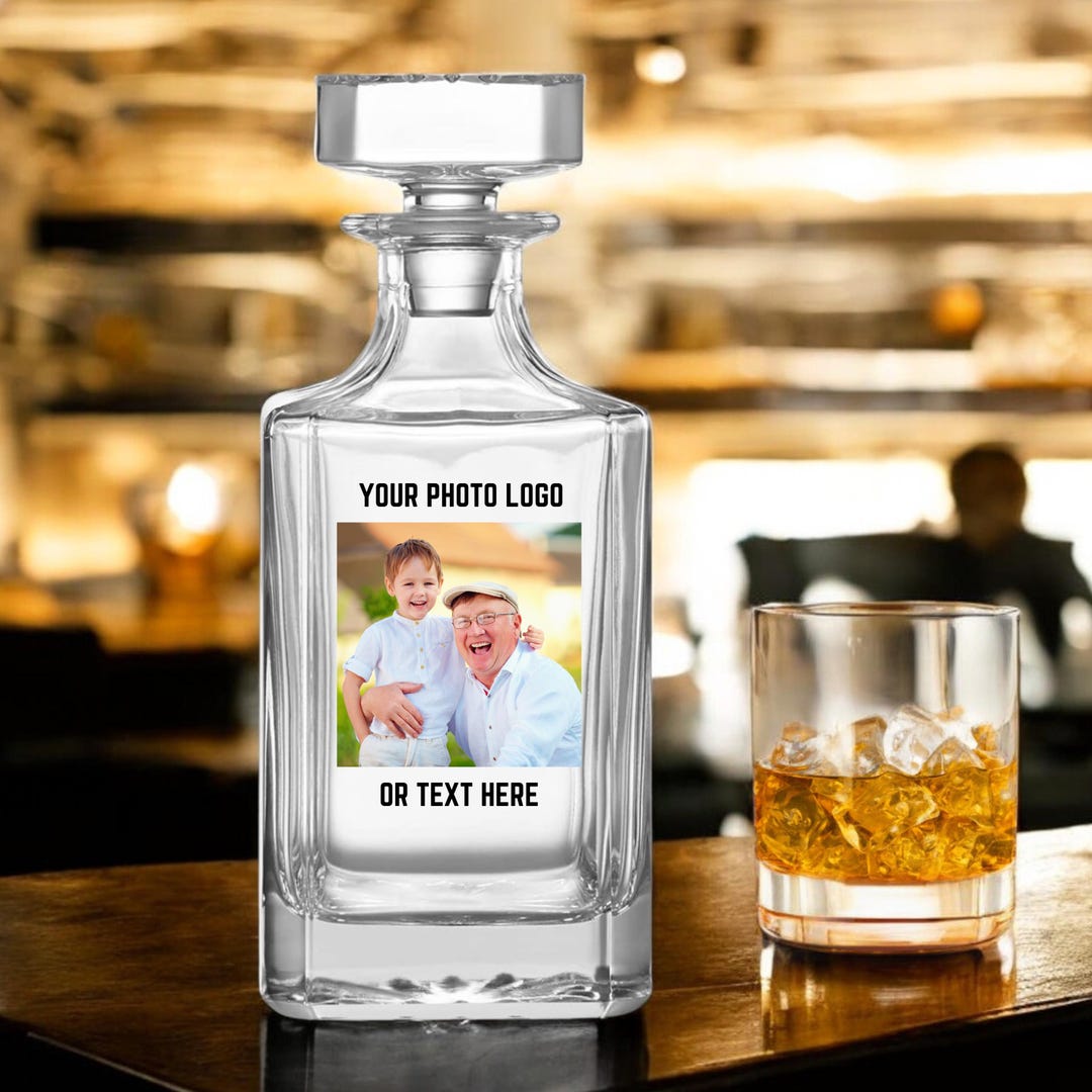 Custom Decanter, Personalized Whiskey Bottle, Photo on Decanter, Custom ...