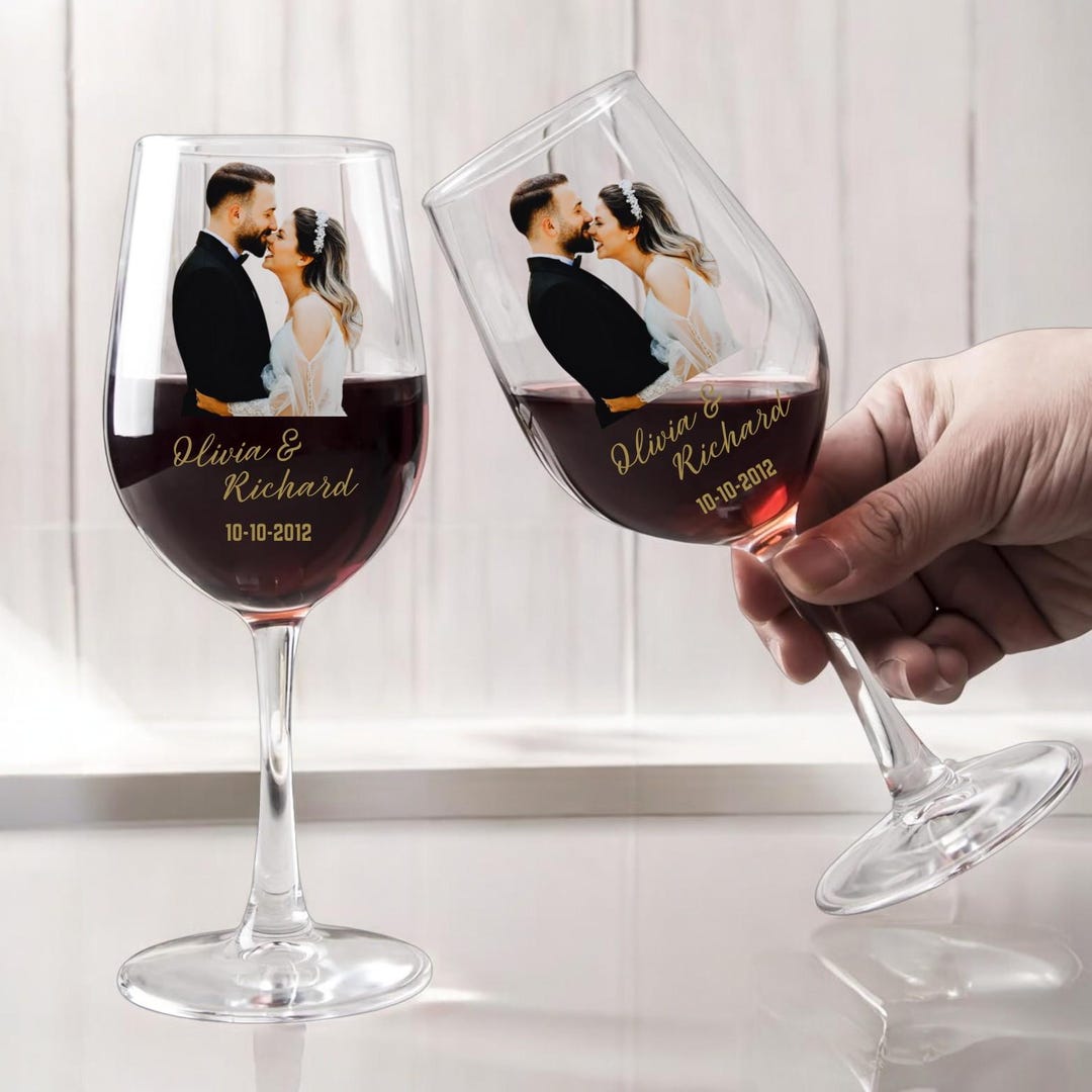 Custom Wine Glass, Wedding Favor Wine Glass, Custom Photo Wine Glass ...
