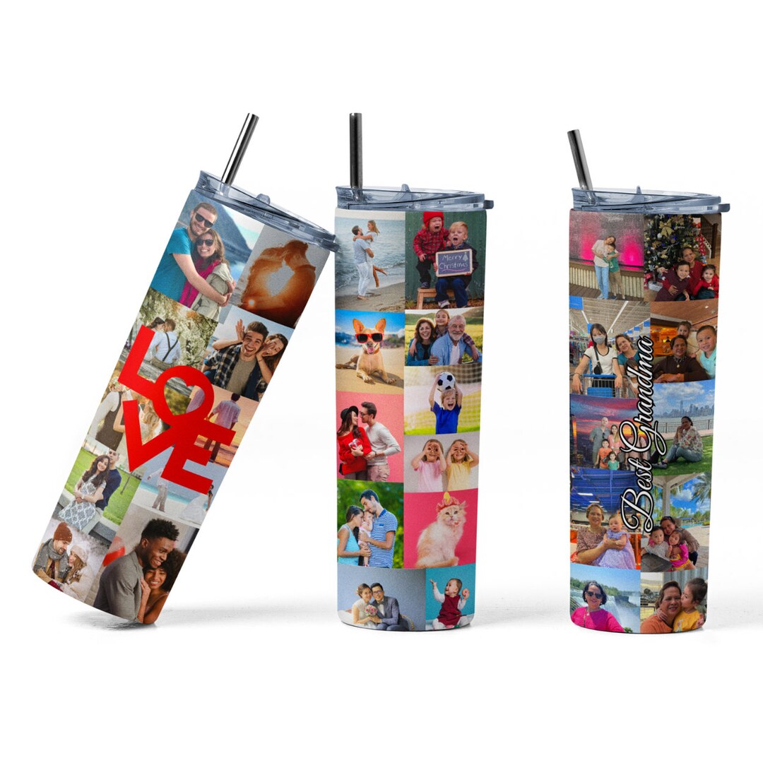 Personalized Skinny Tumbler, Custom Water Bottle, Photo Collage Tumbler ...