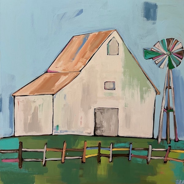 Windmill Farm Painting - Etsy