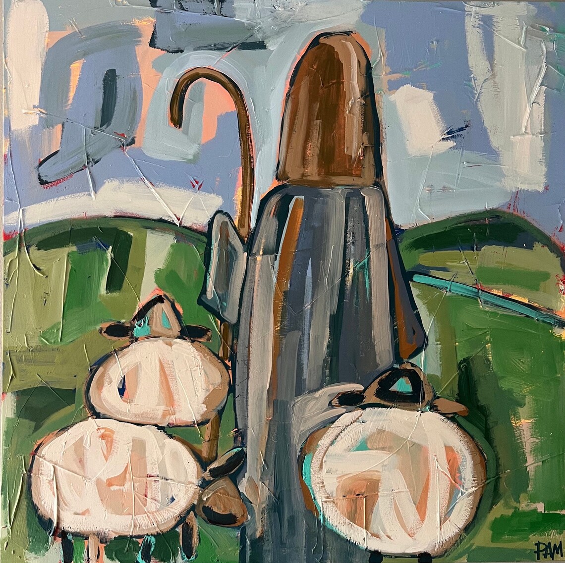 Original Painting the Shepherds Flock Pam Killerlain 36 X 36 Inch ...