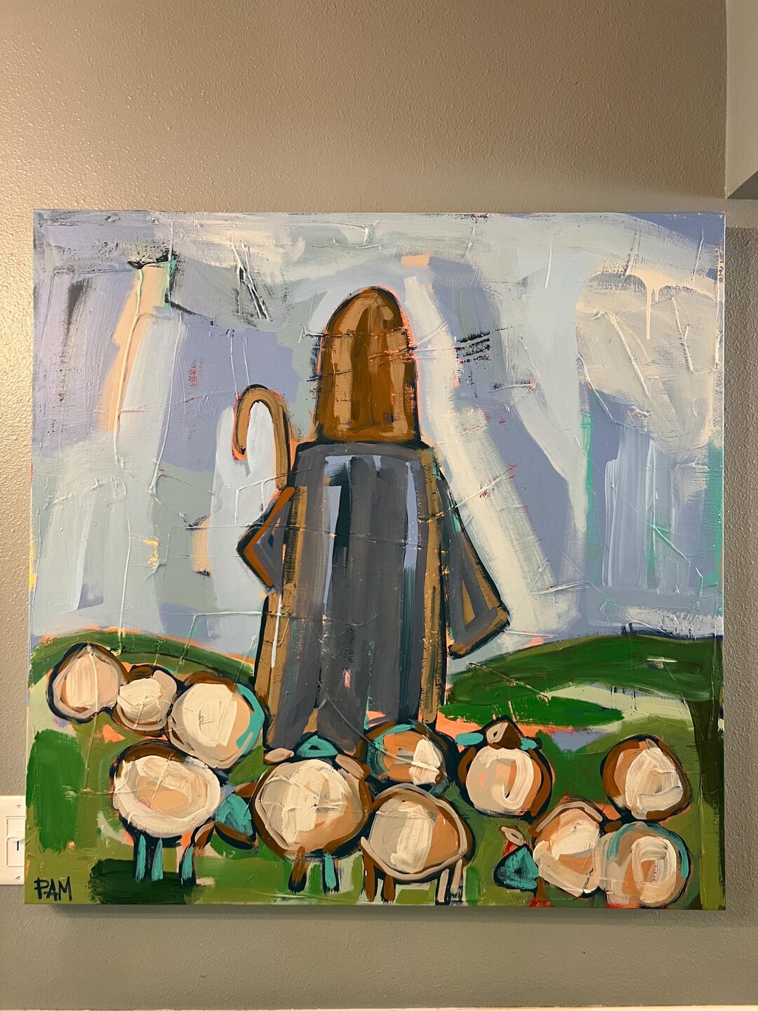 Original Painting the Shepherds Flock 2 Pam Killerlain 36 X 36 Inch ...