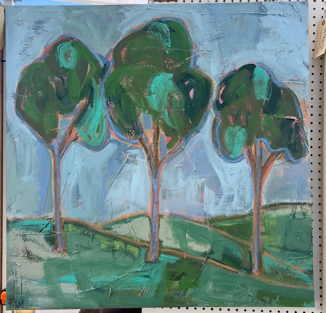 Original Painting Three Trees by Pam Killerlain 36 X 36 Inch Acrylic on ...