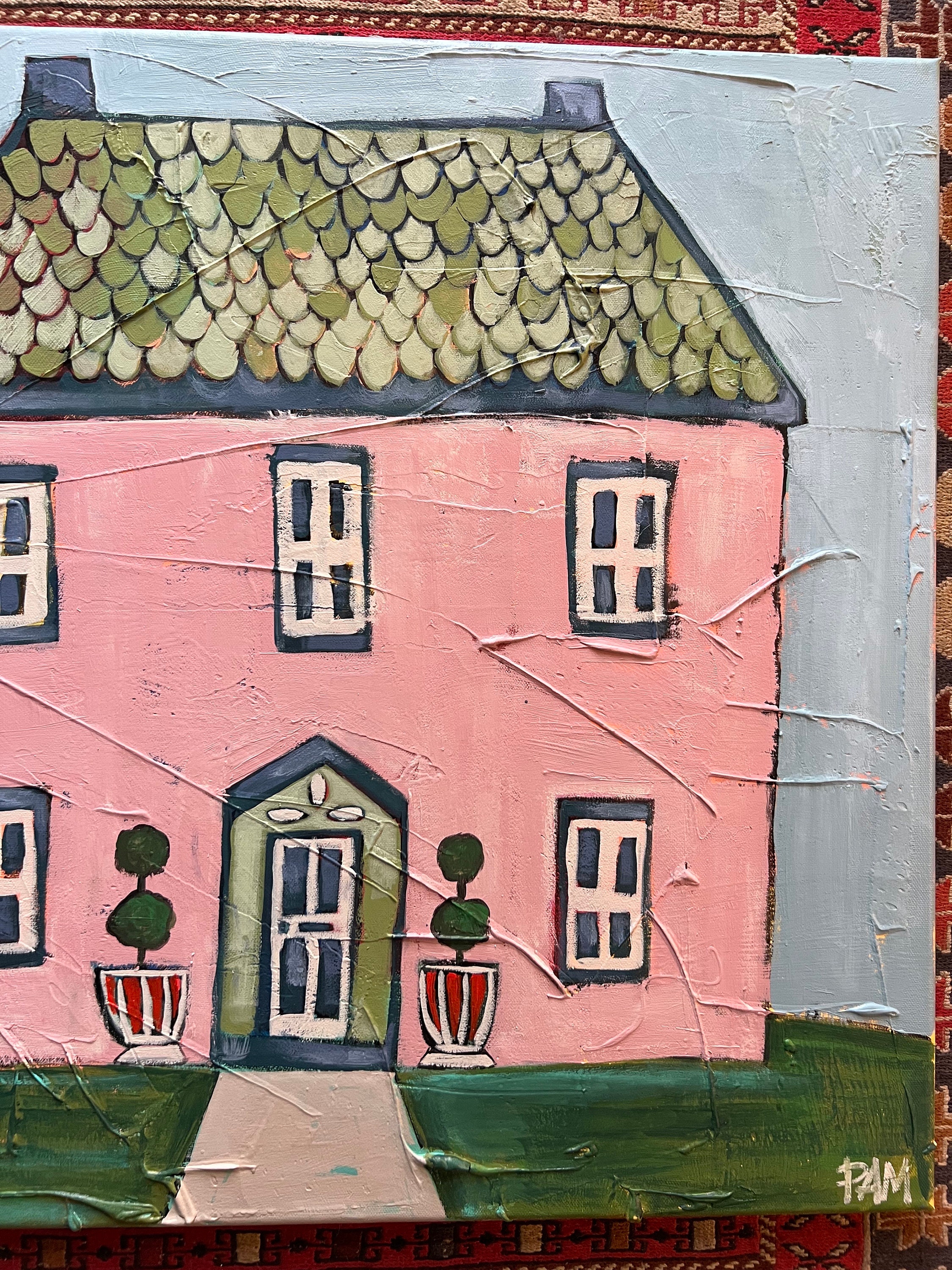 Original Acrylic Painting House on a Hill by Pam Killerlain 24 X 24 ...