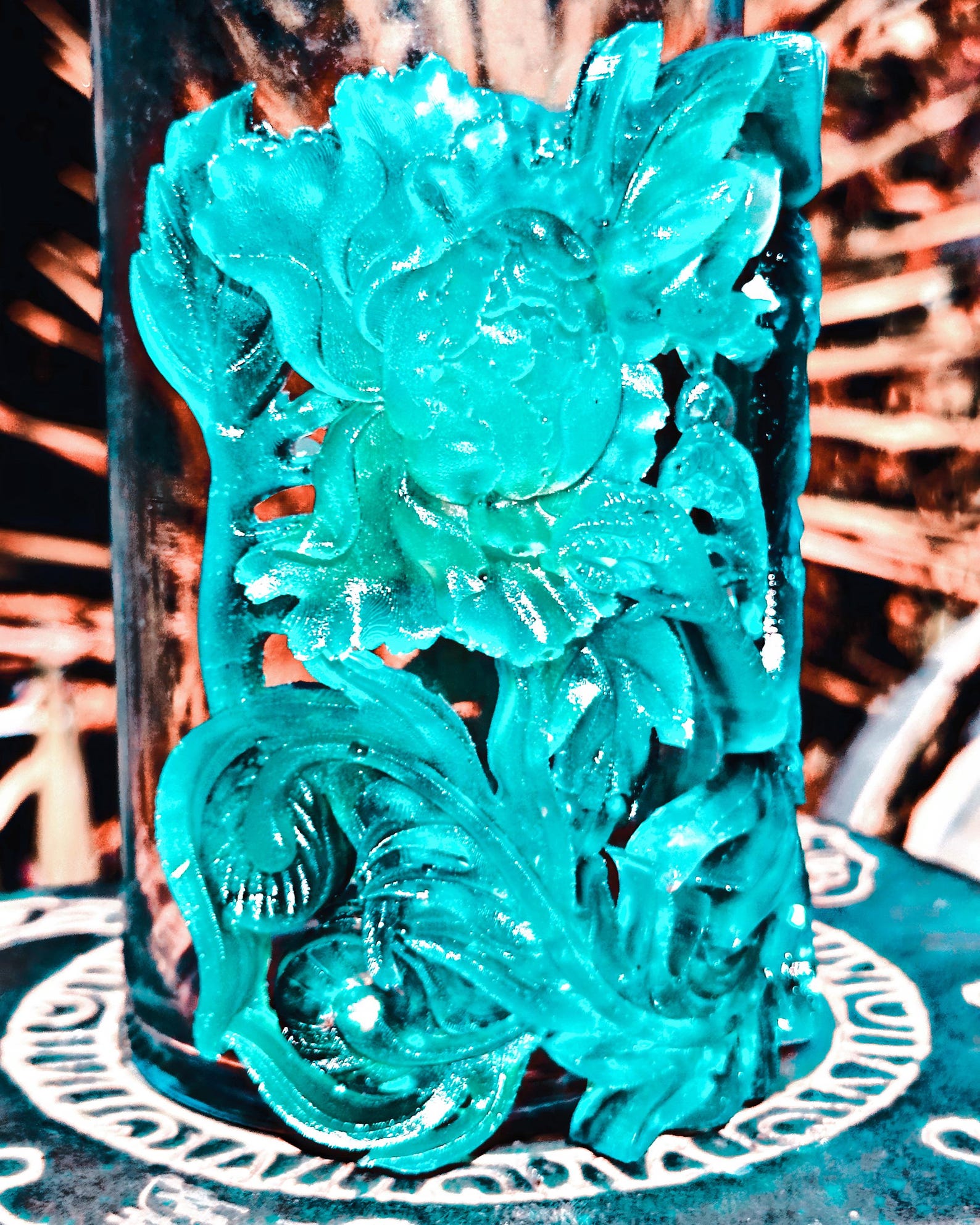 Irridescent, Glow in the Dark, Vase and Candle Holder~. Turquoise ...