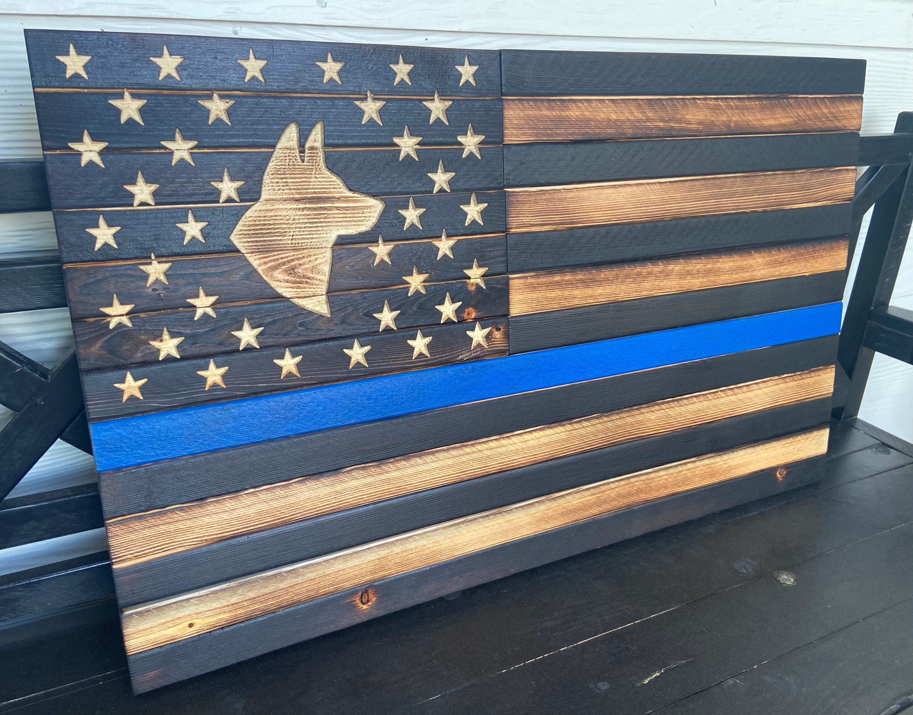 Thin Blue Line American Flag K9 Thin Blue Line Blue Line - Etsy