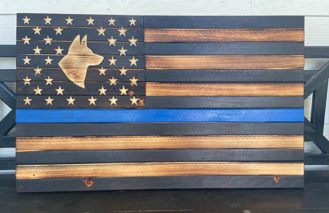 Thin Blue Line American Flag K9 Thin Blue Line Blue Line - Etsy