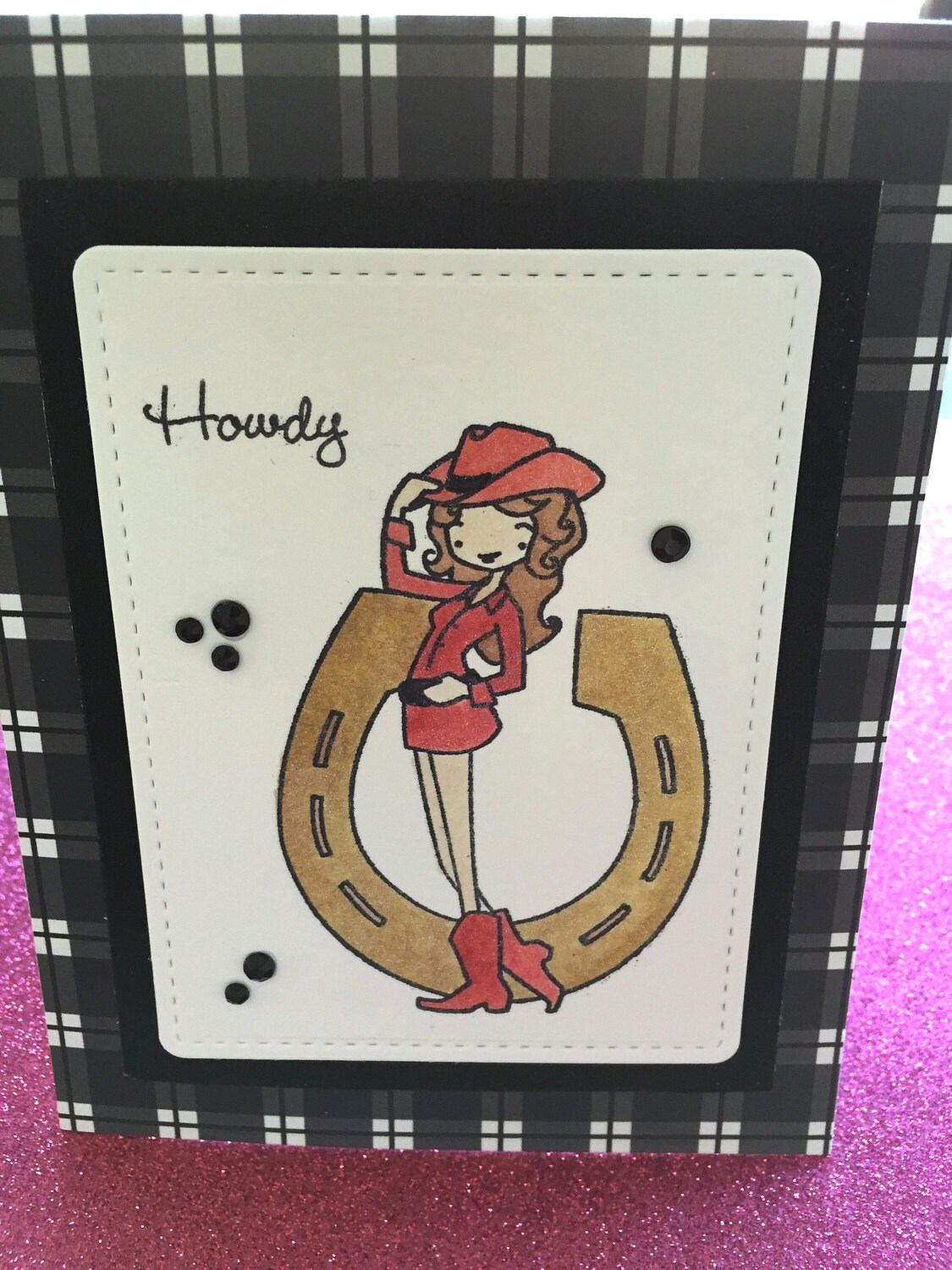 HOWDY Blank Greeting Card Cowgirl Blank Card Blank Homemade | Etsy