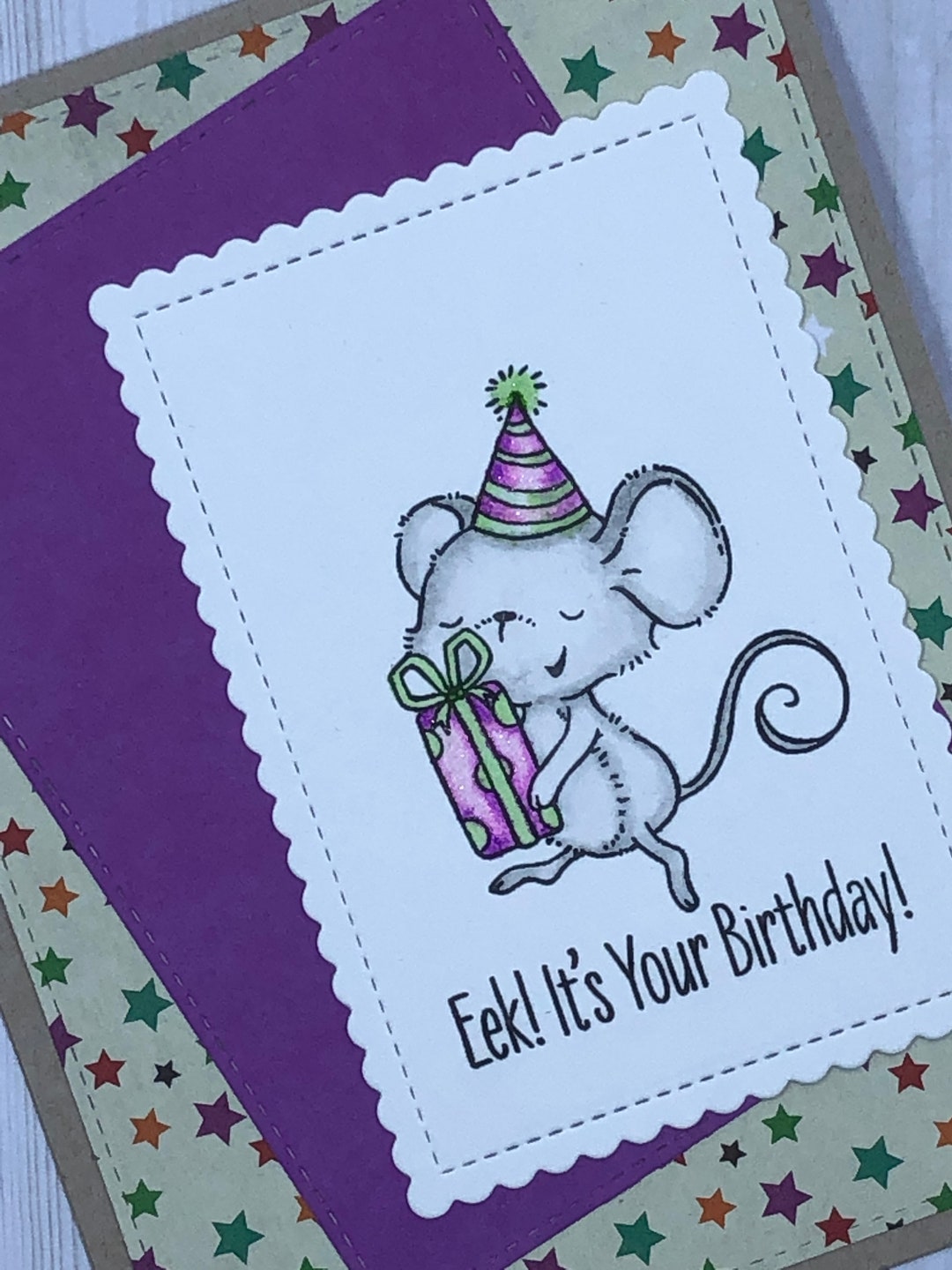 Birthday Mouse Card, Big Birthday Wishes, Eek Its Your Birthday - Etsy
