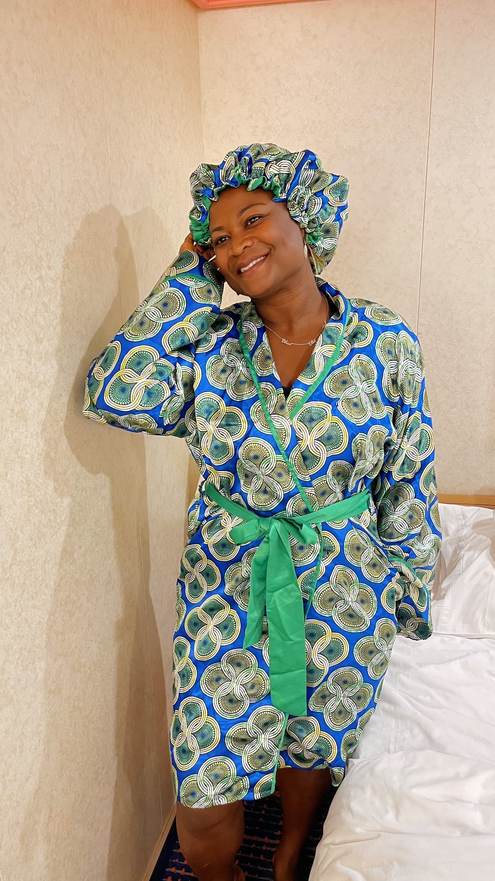 Satin Robe With Matching Hair Bonnet, Maternity Hospital Robe Gown - Etsy