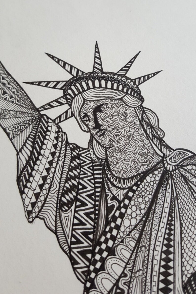 Statue of Liberty Zentangle 12in X 18in - Etsy
