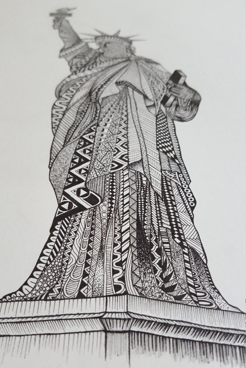 Statue of Liberty Zentangle 12in X 18in - Etsy