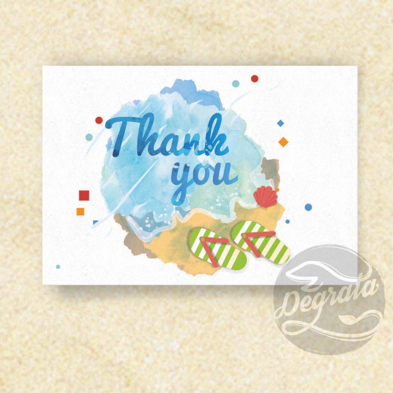 Printable Summer Beach Theme Thank You Cards INSTANT | Etsy