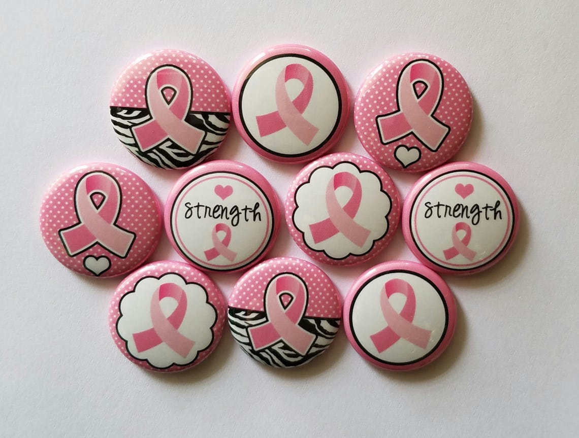 10 Breast Cancer Awareness buttons / ribbon buttons / pink / | Etsy