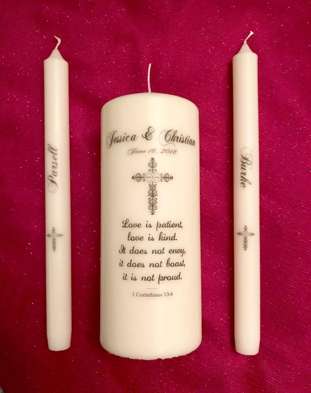 Personalized Vintage Cross Design Unity Candle - Etsy