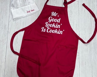 Mr Good Looking is Cooking Apron, Gift for Cook, Funny Cooking Gift ...