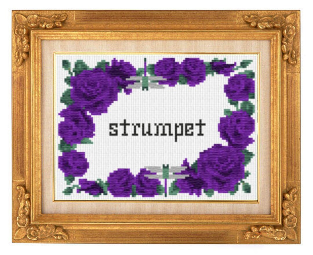 Rose Framed Strumpet Cross Stitch - Etsy