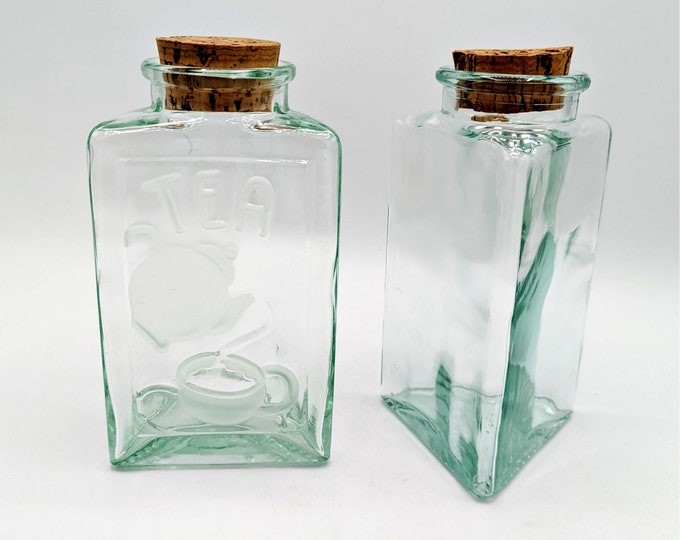 Made in Italy Recycled Glass Triangular Pyramid TEA Canister Apothecary ...
