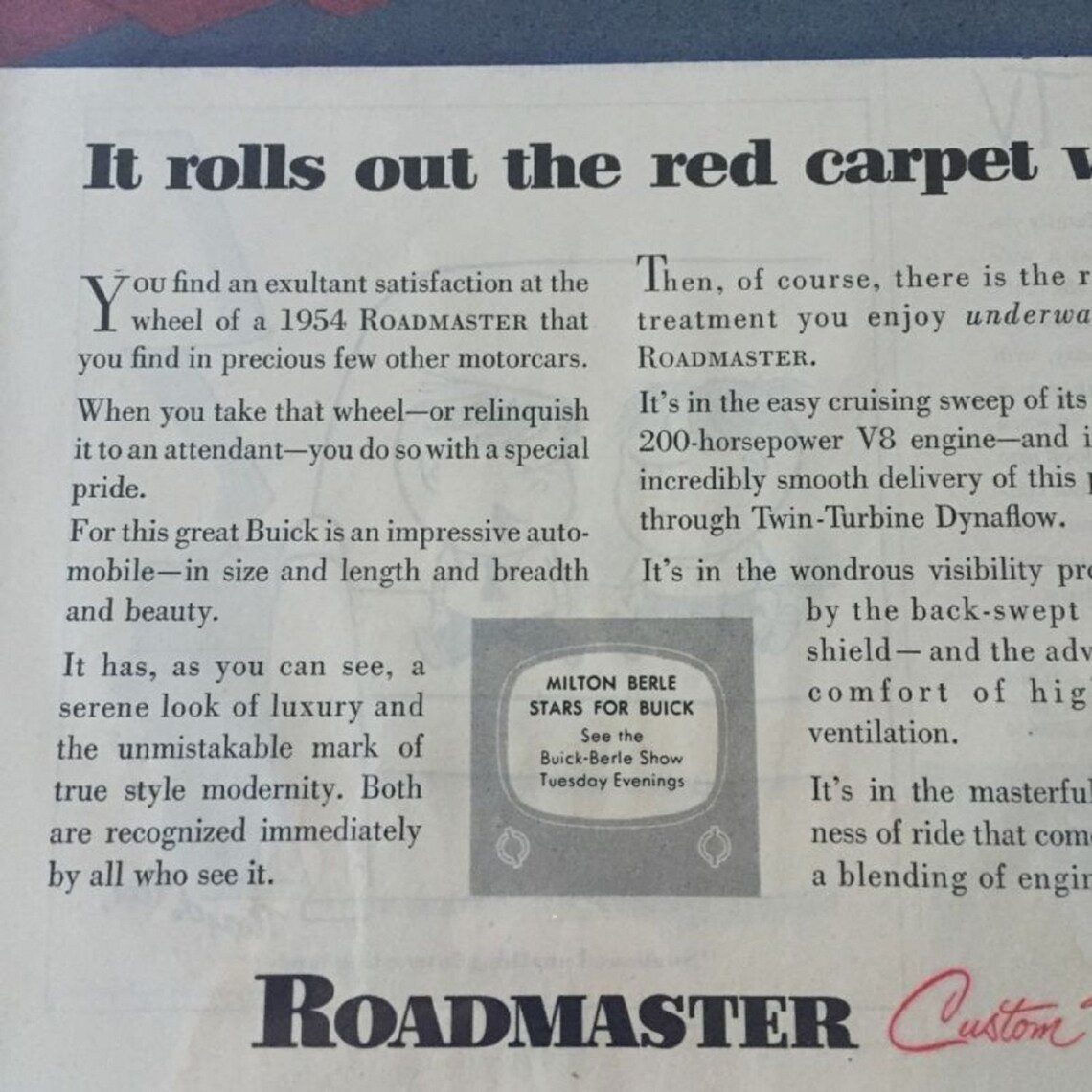 Vintage 1954 Buick Roadmaster Magazine Advertisement Sealed - Etsy